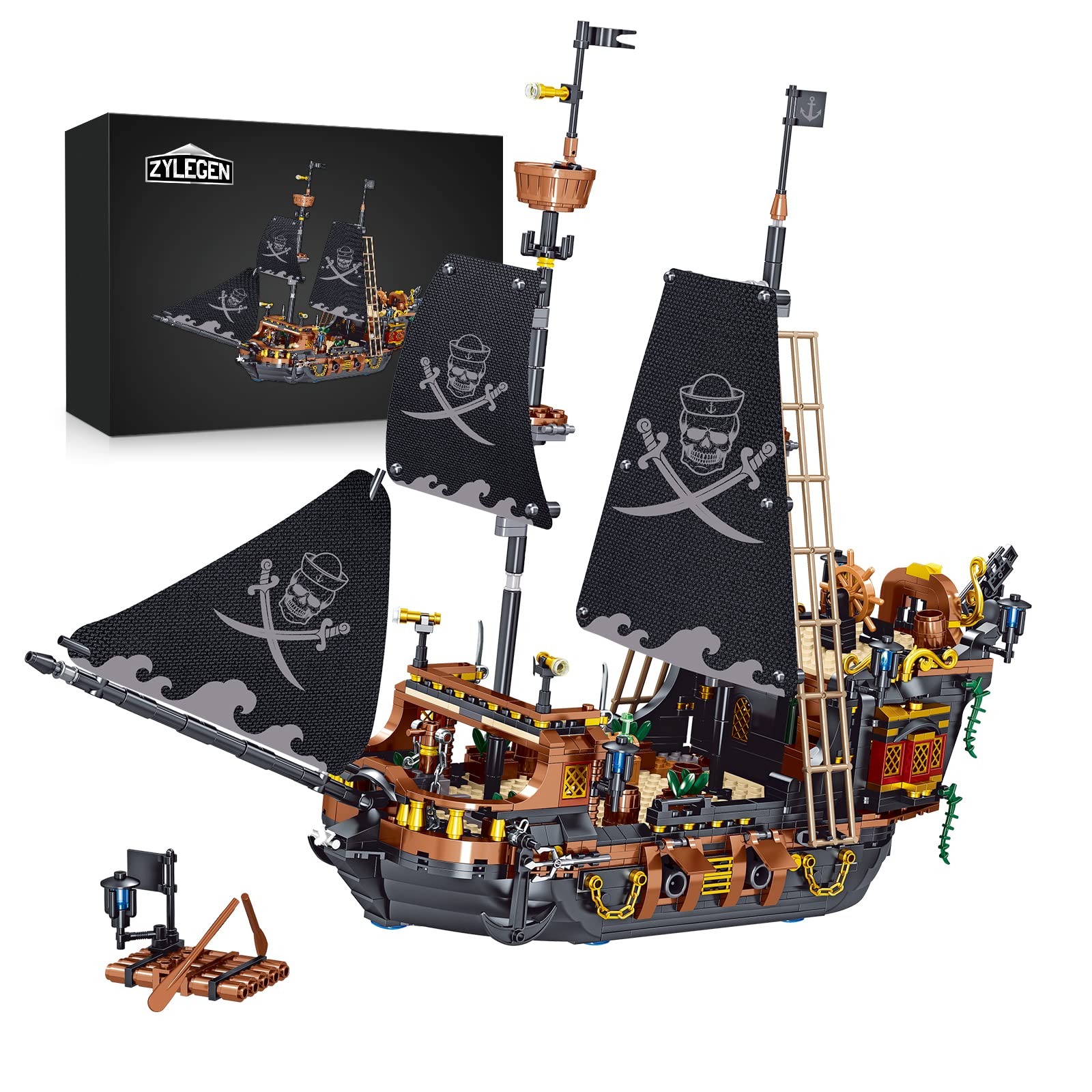 ZYLEGEN Pirate Ship Building Sets, Black Peral Caribbean Pirate Ship ...