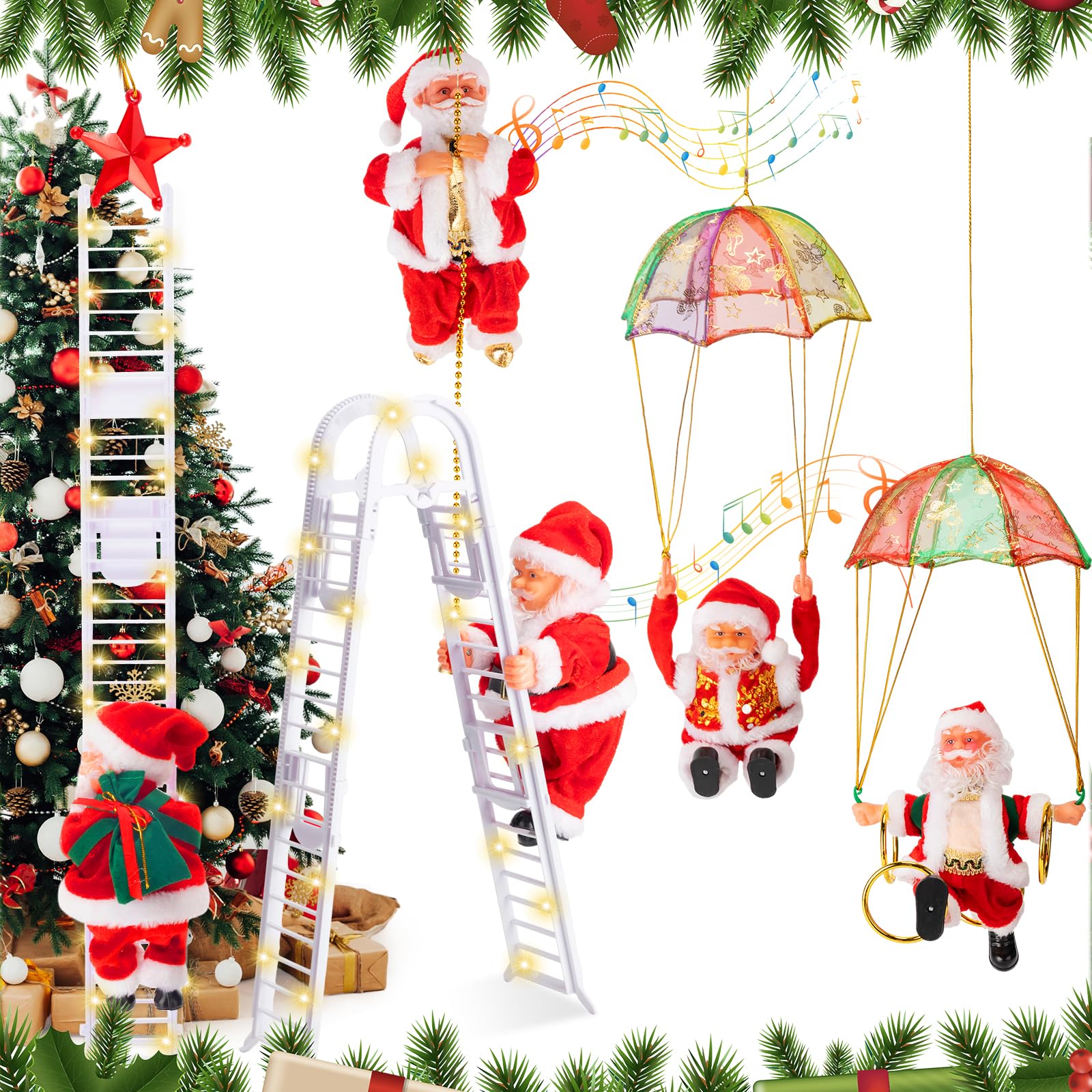 Syhood 5 Pieces Electric Climbing Santa Claus Santa Claus Climbing Rope ...