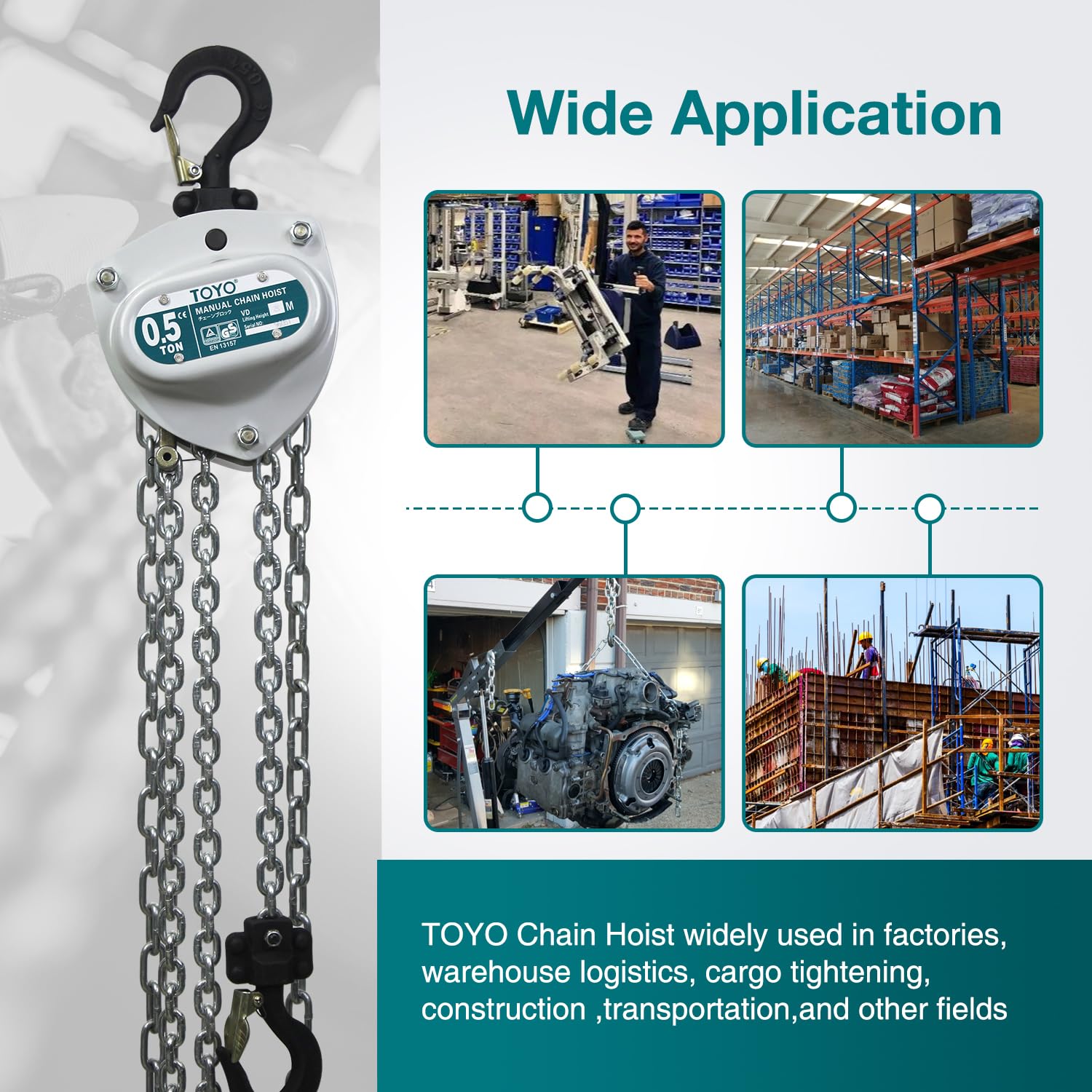 Mua TOYO Chain Hoist 1100Lb,10ft Manual Chain Block Hoist 0.5ton Chain ...