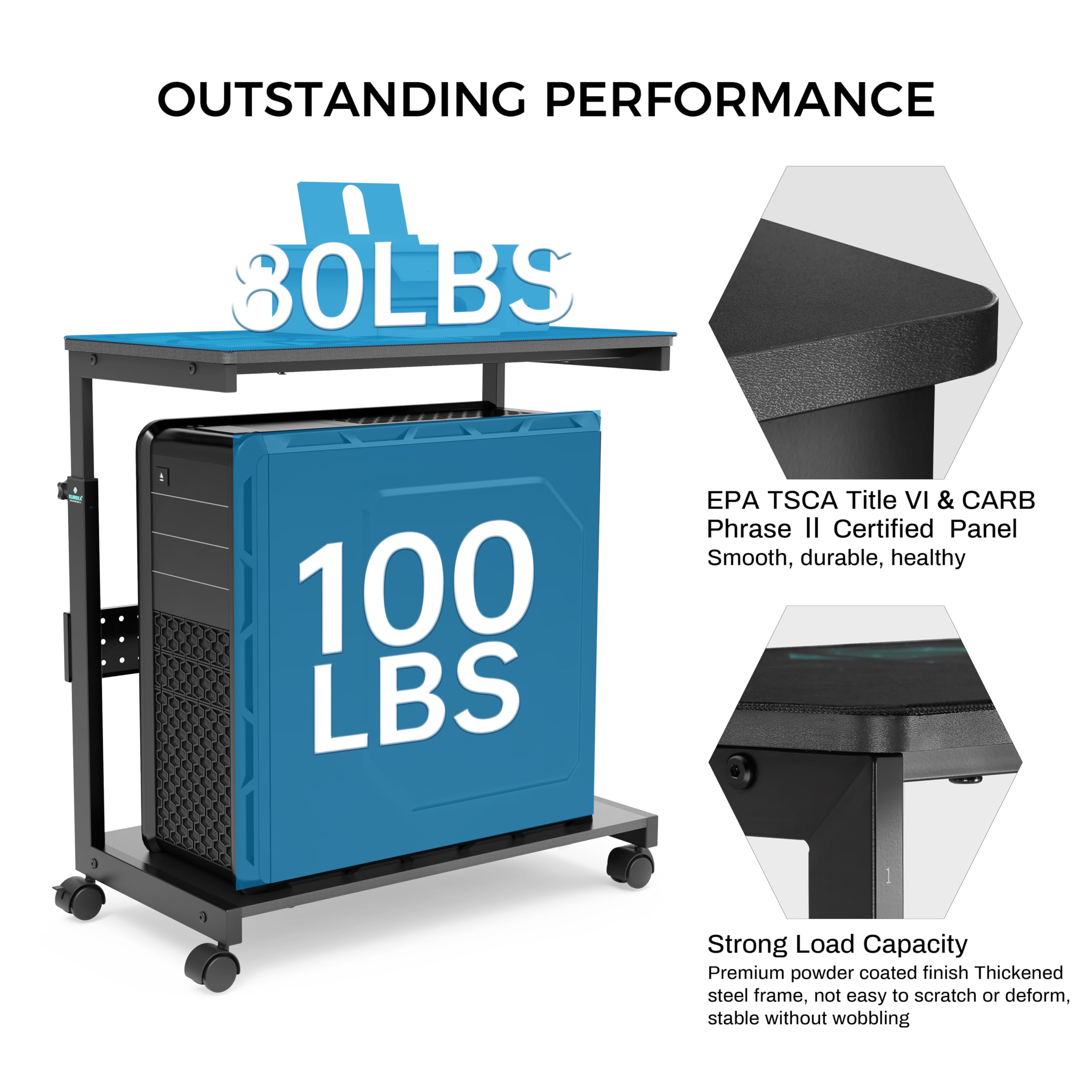 Mua EUREKA ERGONOMIC Height Adjustable Computer Tower Stand, 2-Tier ATX ...