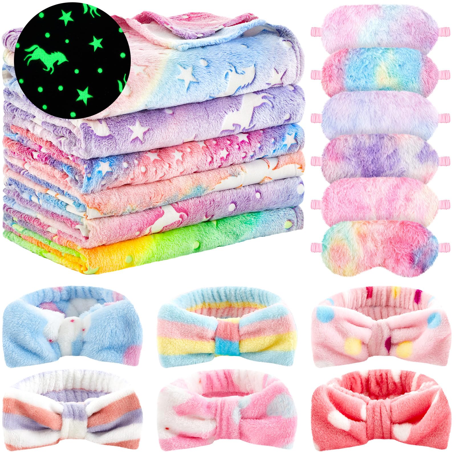 Fanfanwin 18 Pcs Sleepover Party Supplies for Girls, 6 Glow in The Dark ...