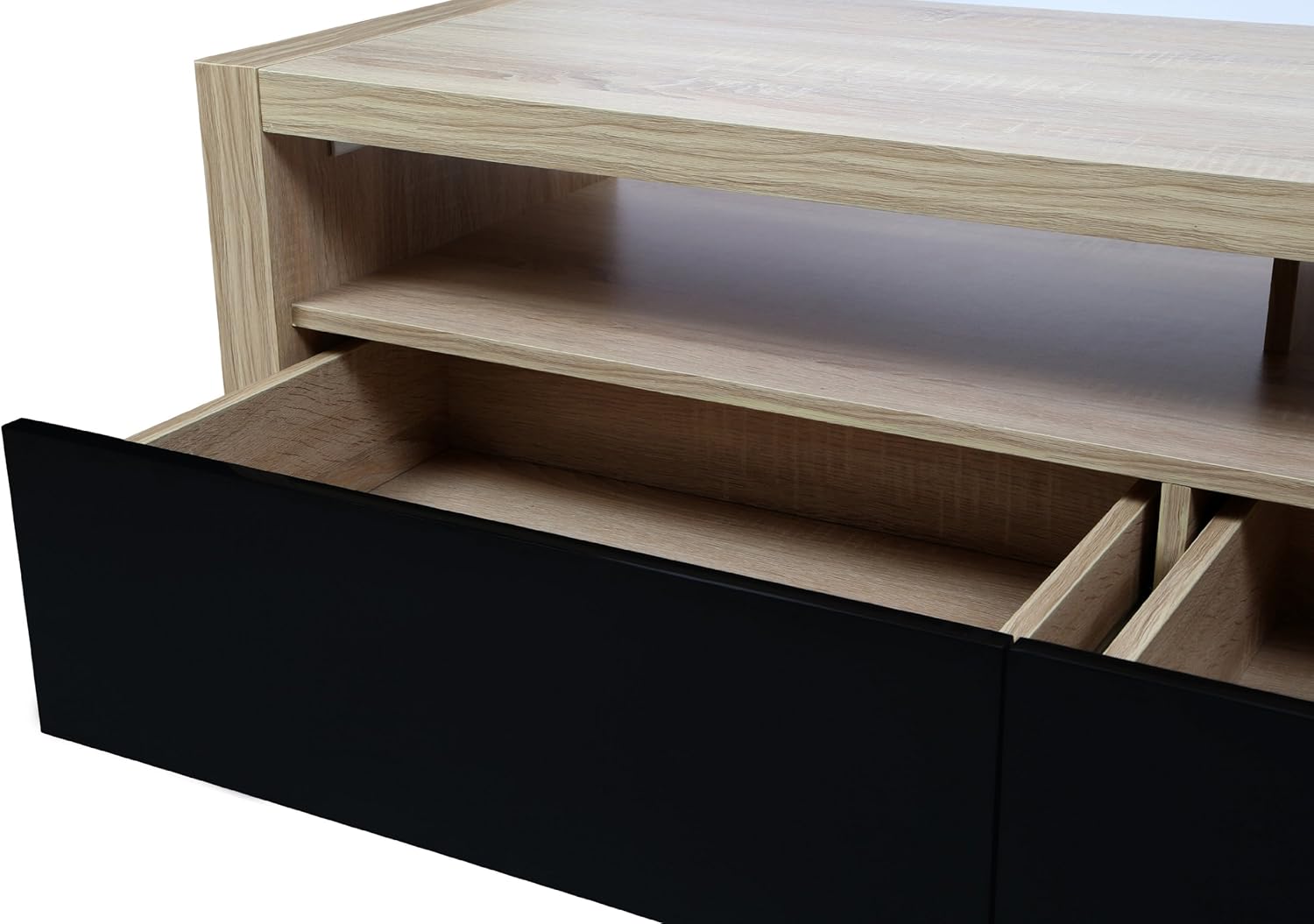 Premier Housewares Loki Coffee Table – Natural Oak Veneer/Black Gloss ...
