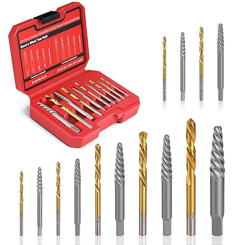 UYECOVE 14 Pieces Screw Extractor Set, Left Hand Drill Bits Set for ...