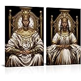 Amazon.com: Derkymo 2 Pieces Vintage Black King and Queen Canvas Wall Art Black Couple African ...