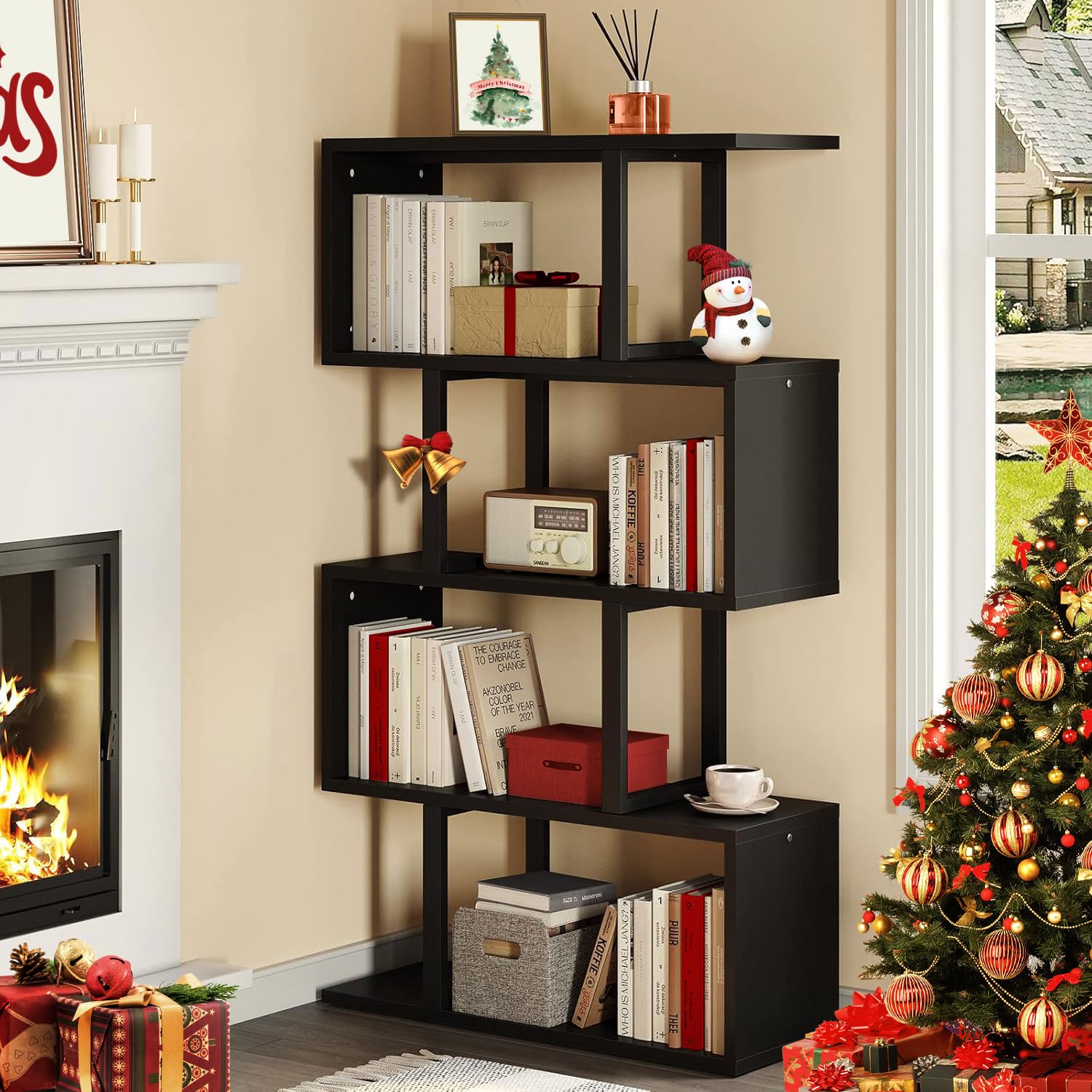 YITAHOME 5-Tier Bookshelf, S-Shaped Z-Shelf Bookshelves and Bookcase ...