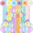 Amazon.com: Pastel Birthday Party Decorations Set Pastel Rainbow Happy ...