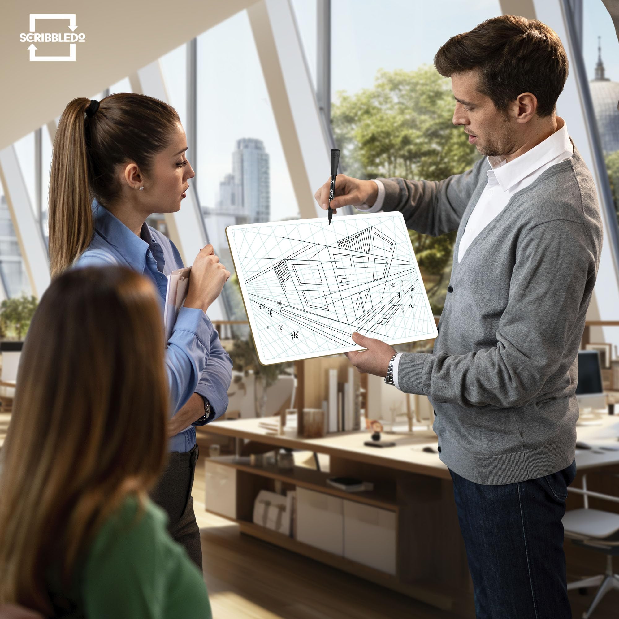 Mua SCRIBBLEDO 3 Point Perspective Grid 11”x14” Large Graph Dry Erase ...