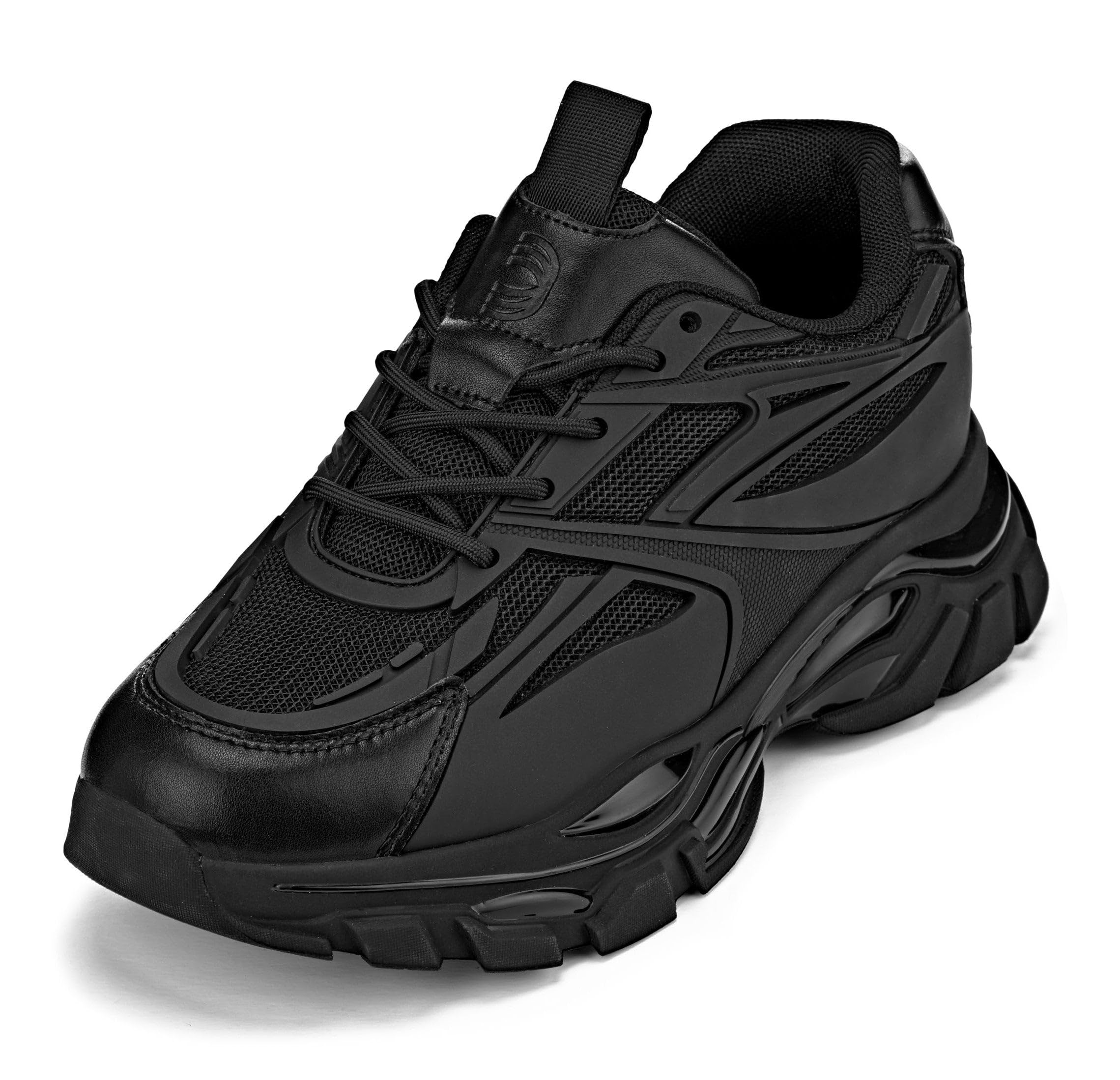 CALTO Men's Invisible Height Increasing Elevator Shoes - Jet Black/Onyx ...