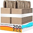 Amazon.com: Generic 200Pack Brown Paper Bags with Handles, 8.1x5.9x3.1 ...