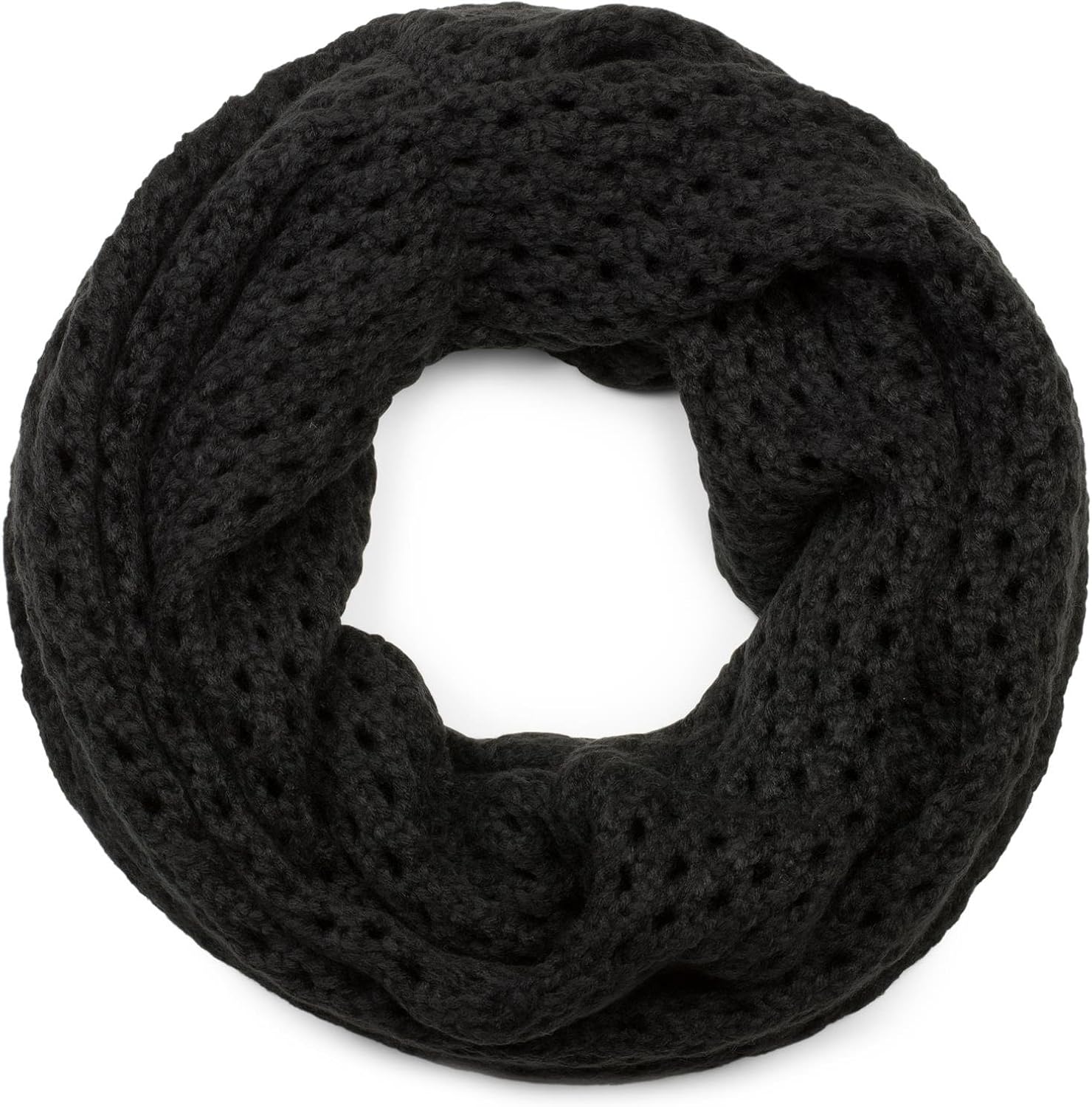 styleBREAKER knit loop scarf with hole pattern, single-colour holed ...