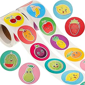 Amazon.com: 500 Pcs Fruit Roll Stickers, Happy Fruit Stickers, Colorful ...