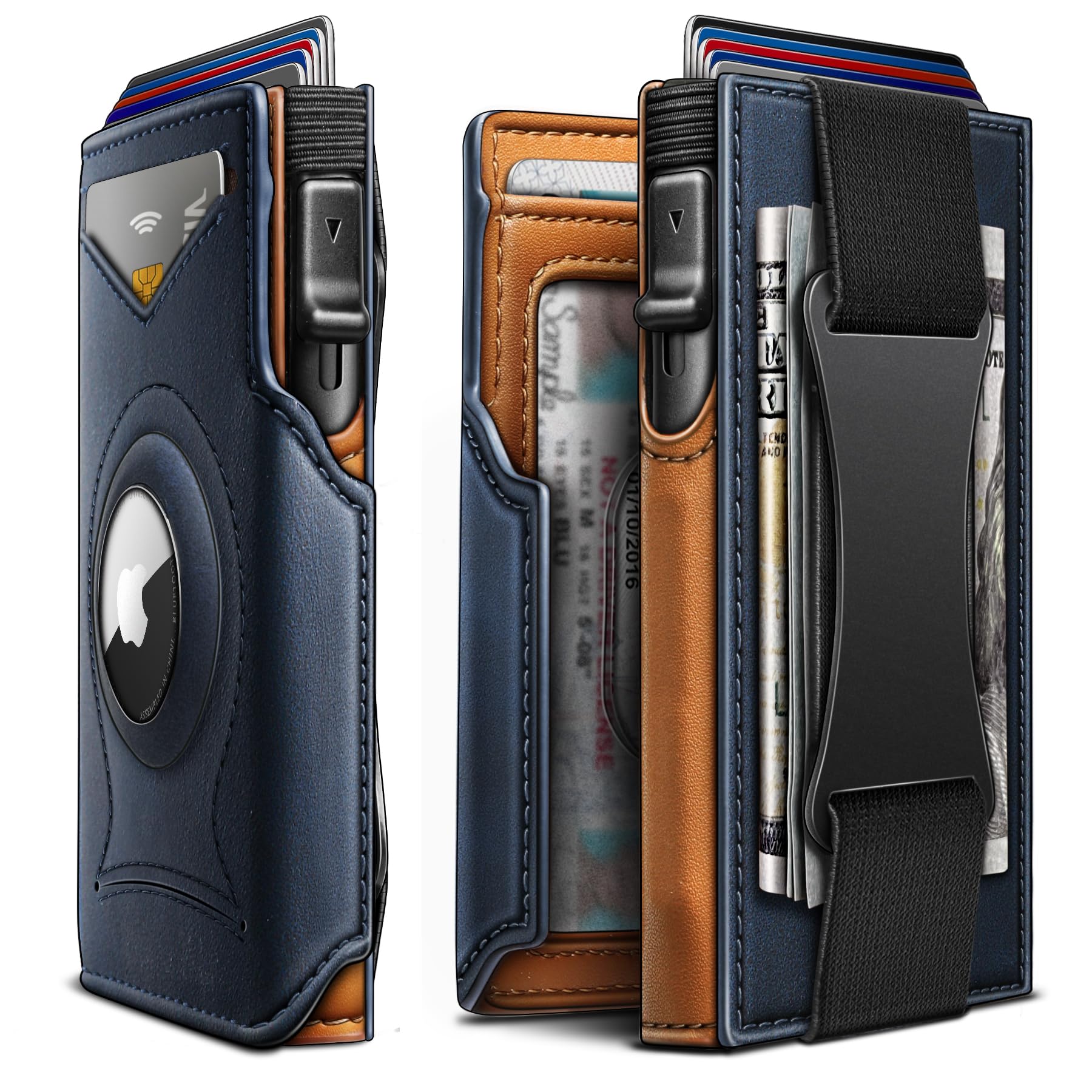 KEMISANT Airtag Wallet Men Gift,Mens Slim Front Pocket Wallet Money ...