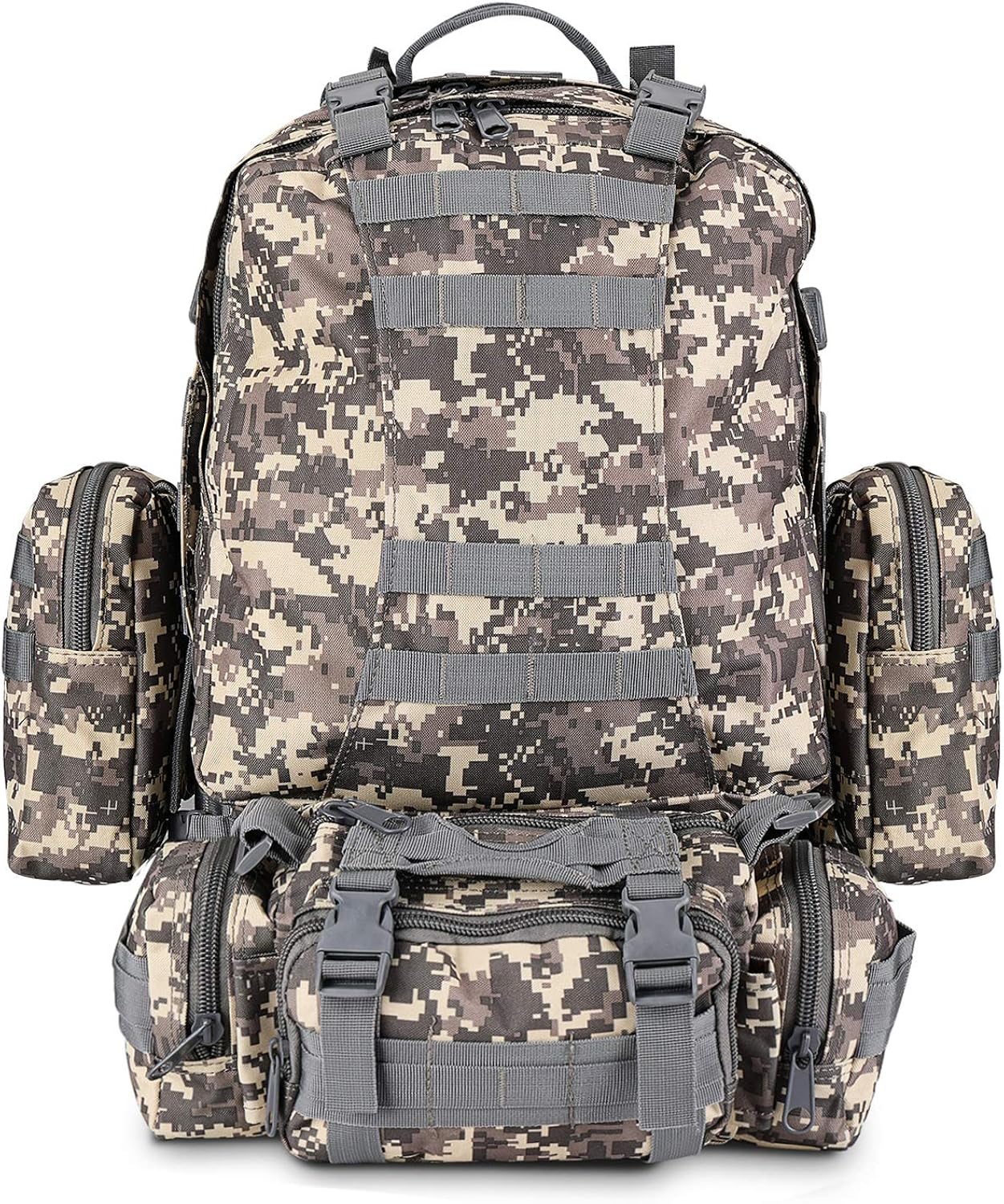 Flexzion 3-in-1 Tactical Backpack 55L Large Army Detachable Shoulder ...