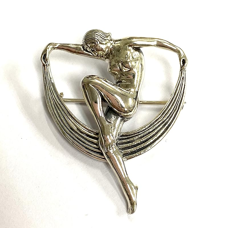Art Nouveau Style Lady Dancing Pin Brooch and Pendant 925 Sterling ...