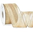 Amazon.com: Ribbli Champagne Gold Wired Ribbon,Metallic Champagne with ...