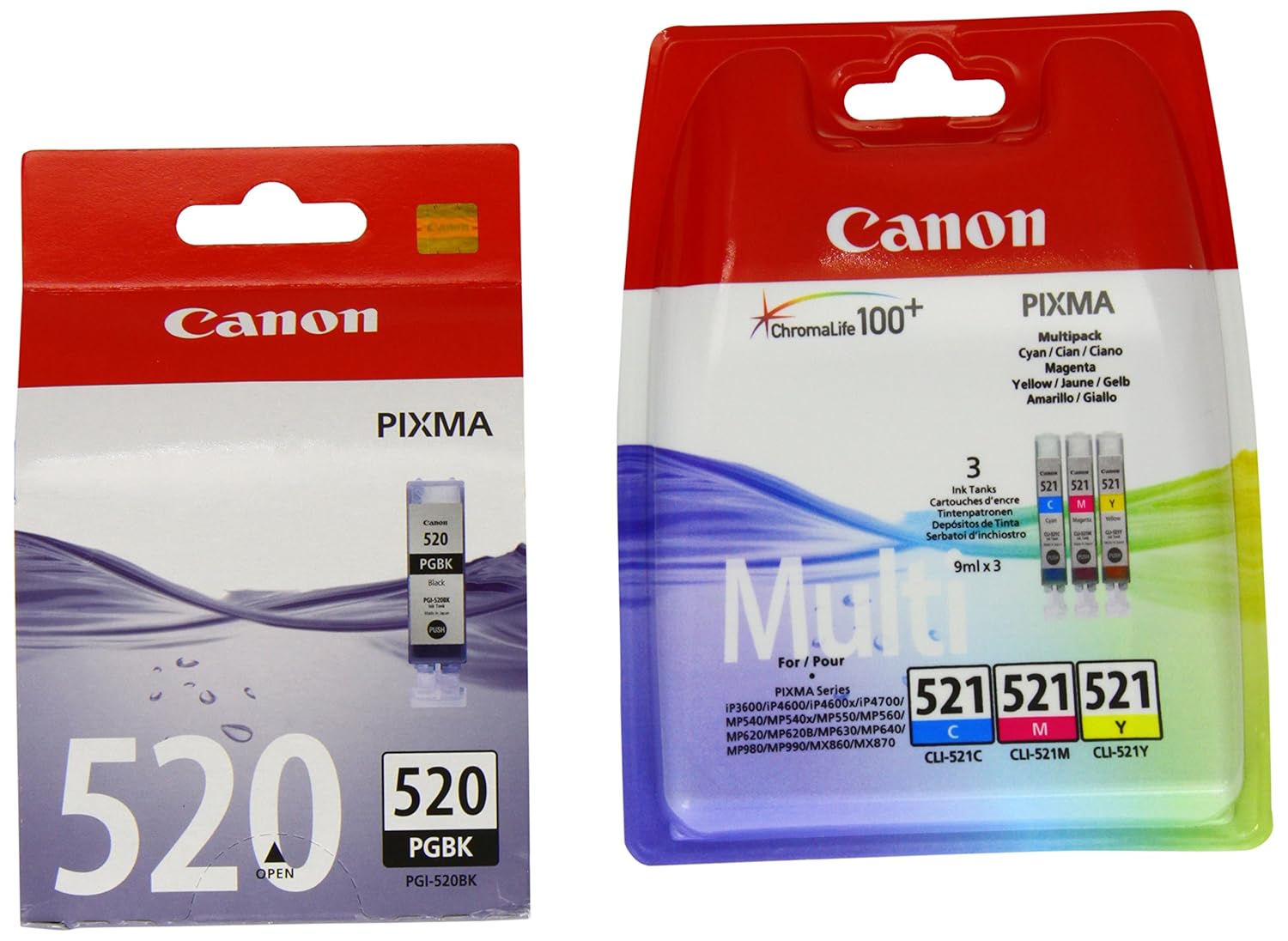 Canon PGI-520+CLI-521 4 Cartuchos de tinta original Negro/Cian/Magenta/Amarillo para Impresora ...