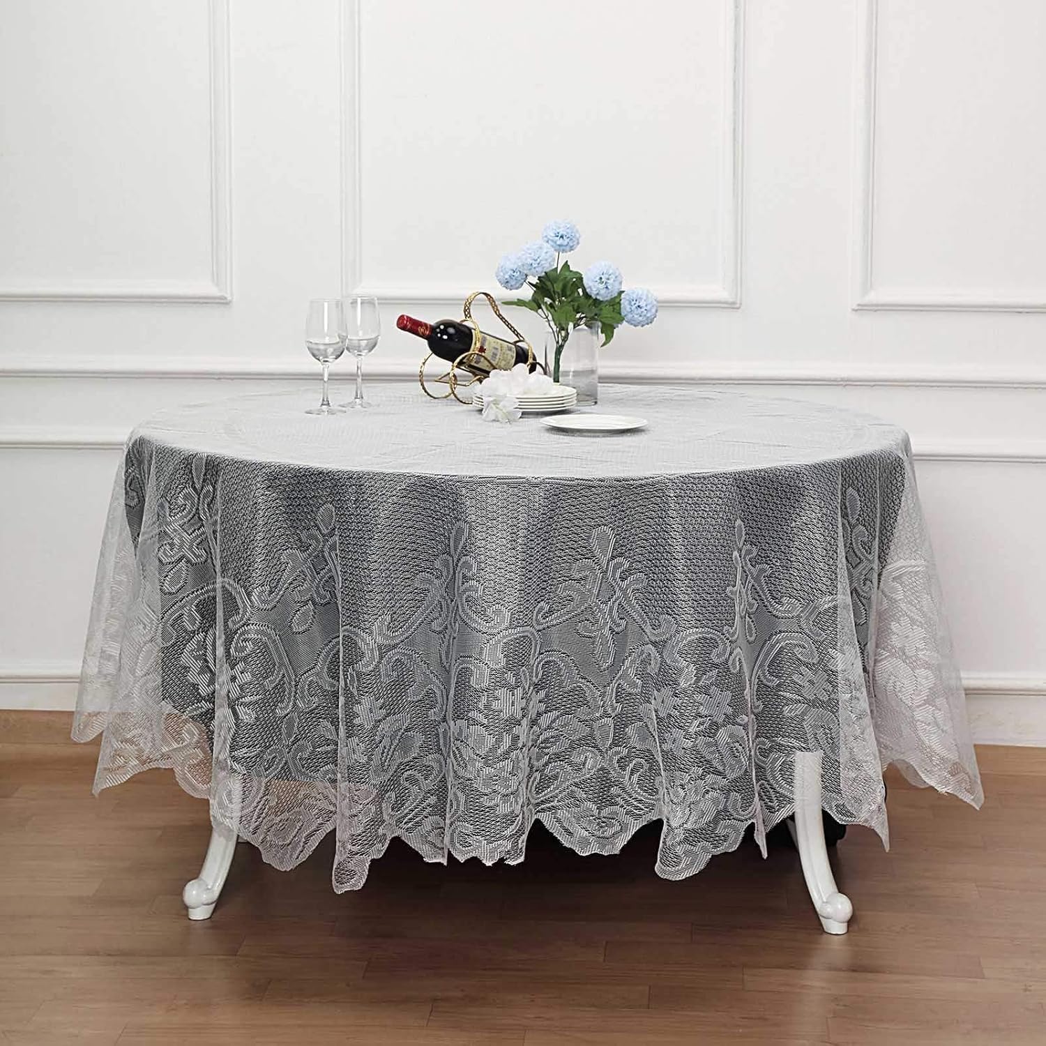 Amazon.com: Efavormart 90" Ivory Premium Lace Round Tablecloth for ...