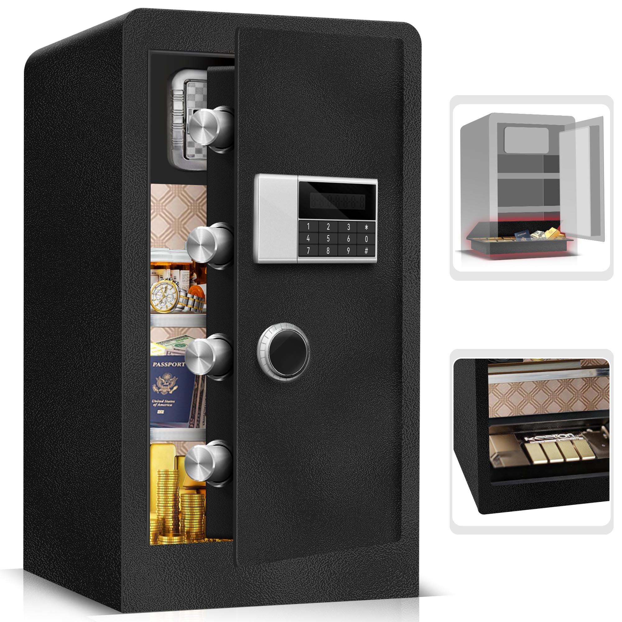 HOLOJOY Large Fireproof Waterproof Safe Box for Home Office Documents ...