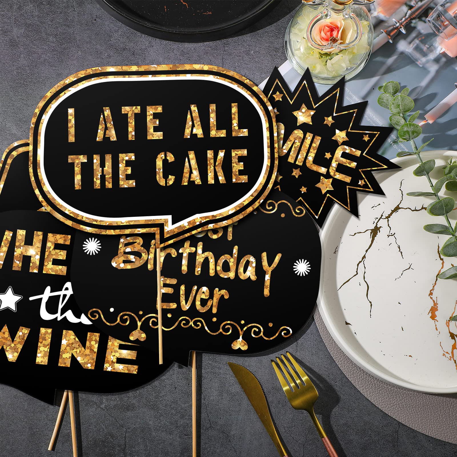 Mua Outus 24 Pieces Photo Props Birthday Photo Booth Props with Stick ...