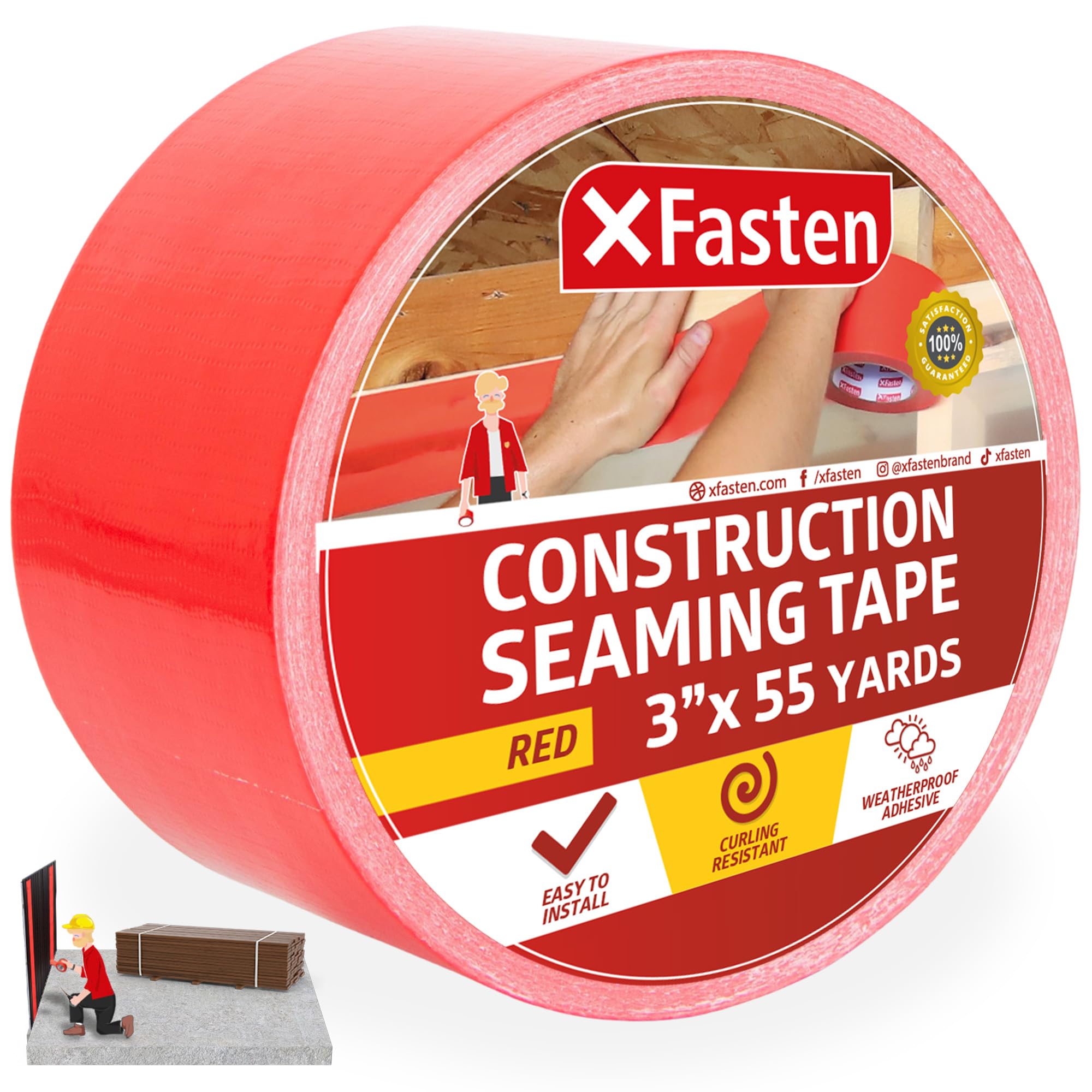 Mua XFasten Construction Sheathing Tape Red, 3" x55Yds House Seam Wrap ...
