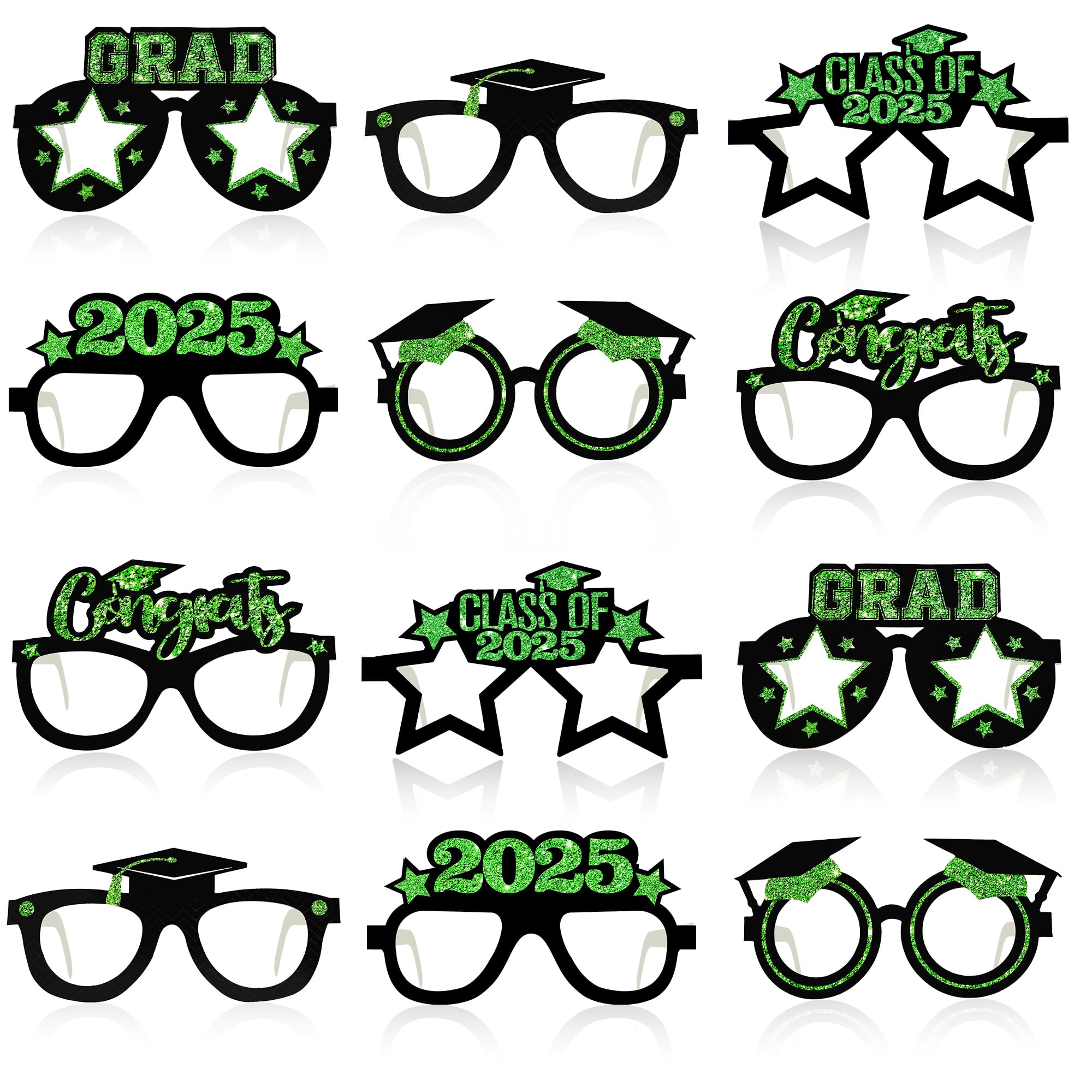 KatchOn, Green Graduation Glasses 2025 - Pack of 12 | Graduation Photo ...