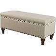 Amazon.com: HomePop Large Storage Bench with Nailhead Trim - Taupe and ...