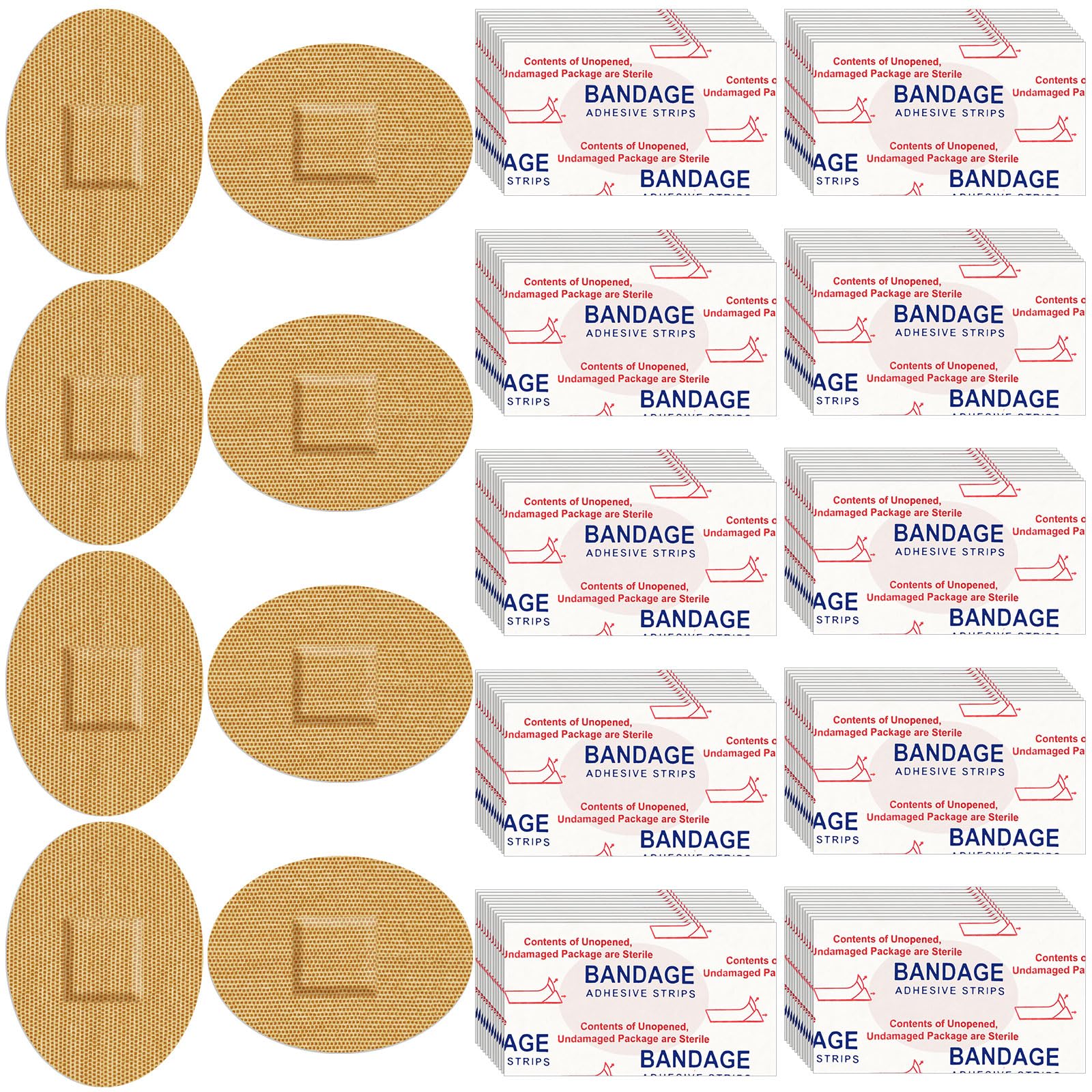 Funtery 200 Pcs 1'' x 1 1/4'' Adhesive Spot Bandage Round Fabric ...