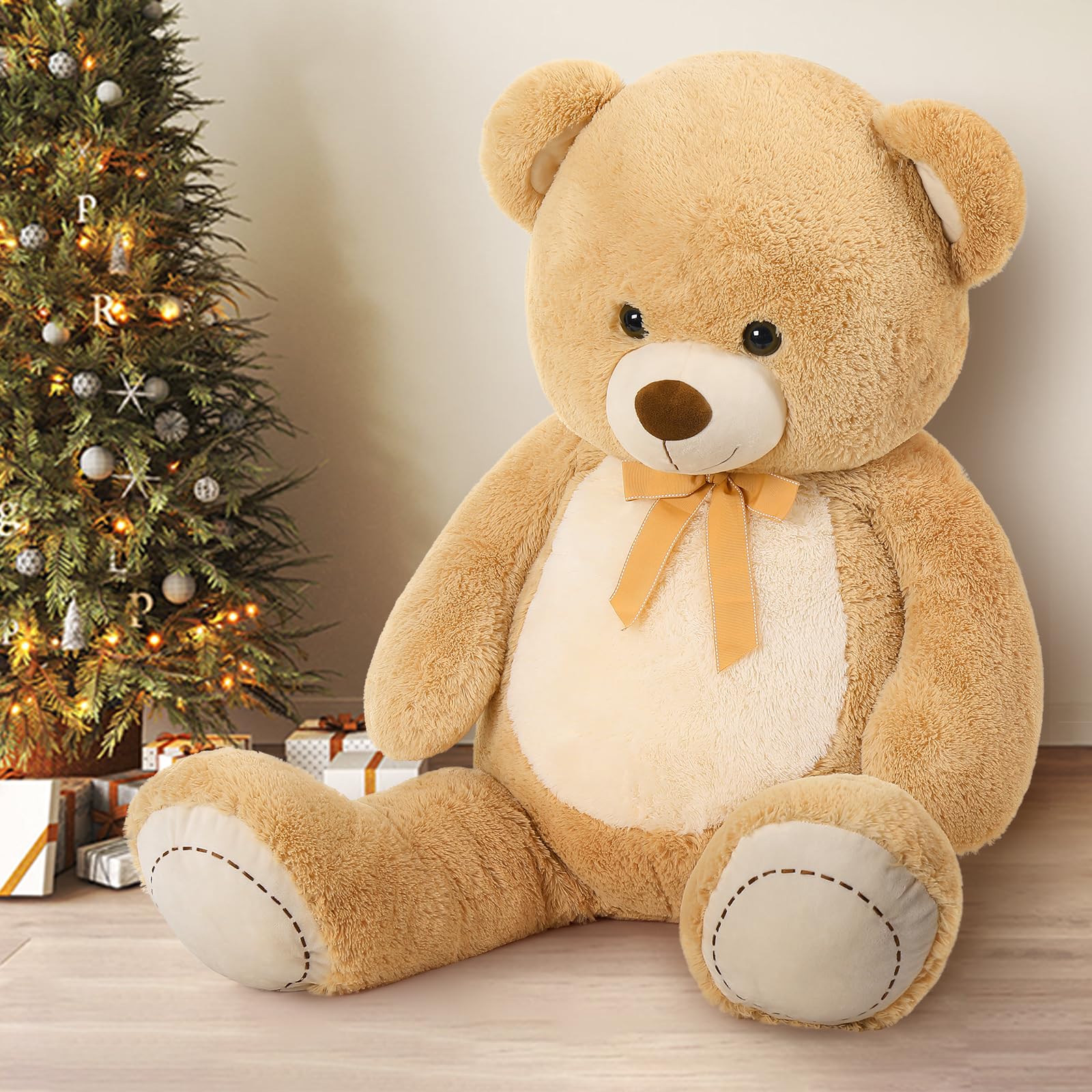 MorisMos Teddy Bear Stuffed Animal, 4FT Giant Tan Plush Toy, Soft Big ...