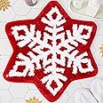 Amazon.com: Riakrum Snowflake Rug Red Snowflake Bath Mat Winter ...