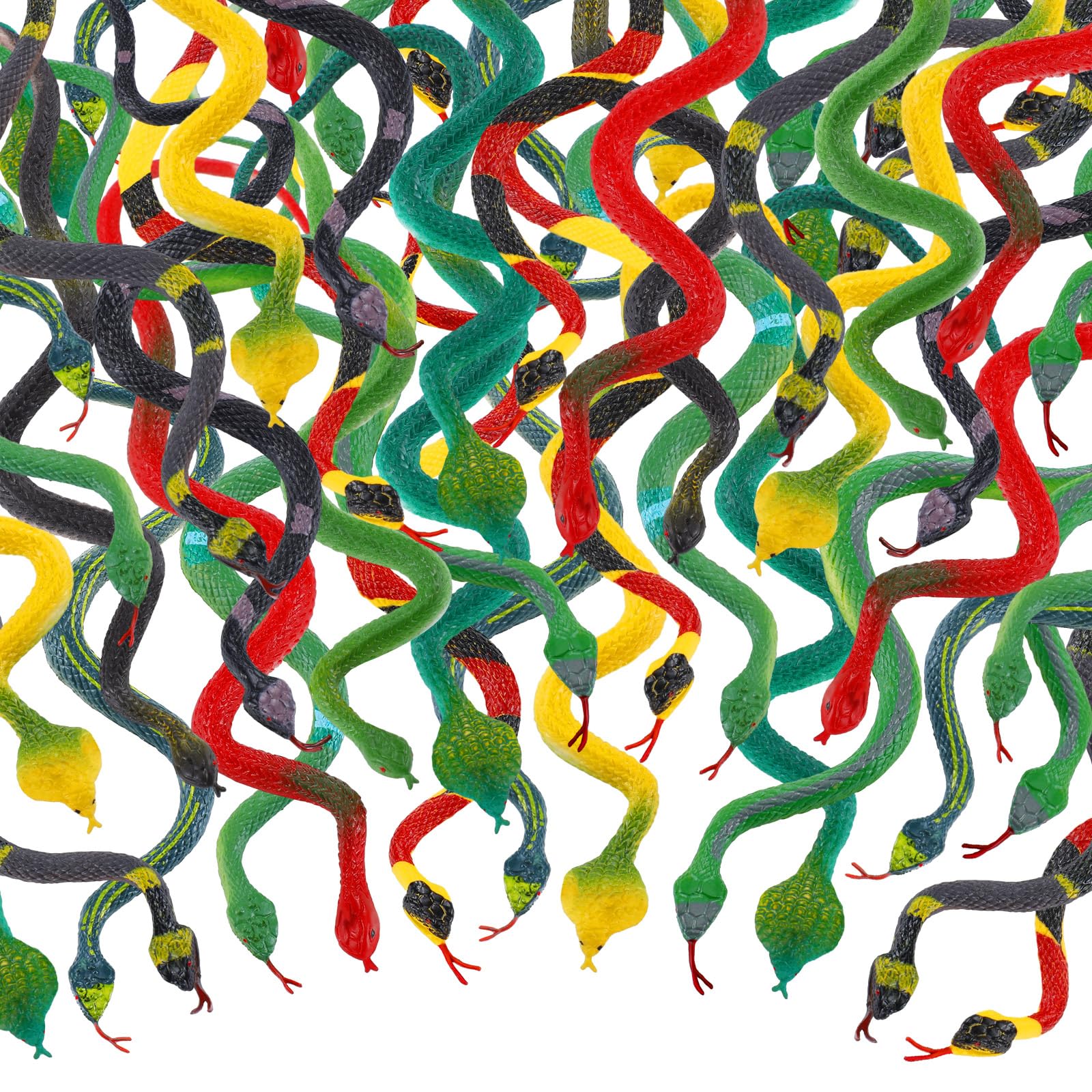 Glimin 100 Pieces 14 Inch Assorted Big Plastic Snakes Bulk, Realistic ...