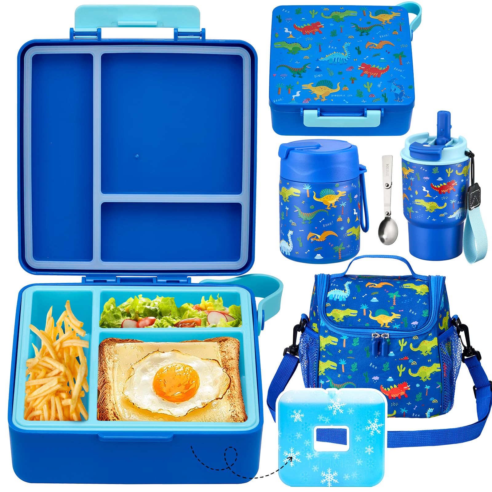Pawtong Lunch Box Set with Bento Box Container, 17OZ Stainless Steel ...