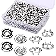 Amazon.com: TLKKUE 150 Sets Snap Button, 9.5mm Metal Silver Snaps ...