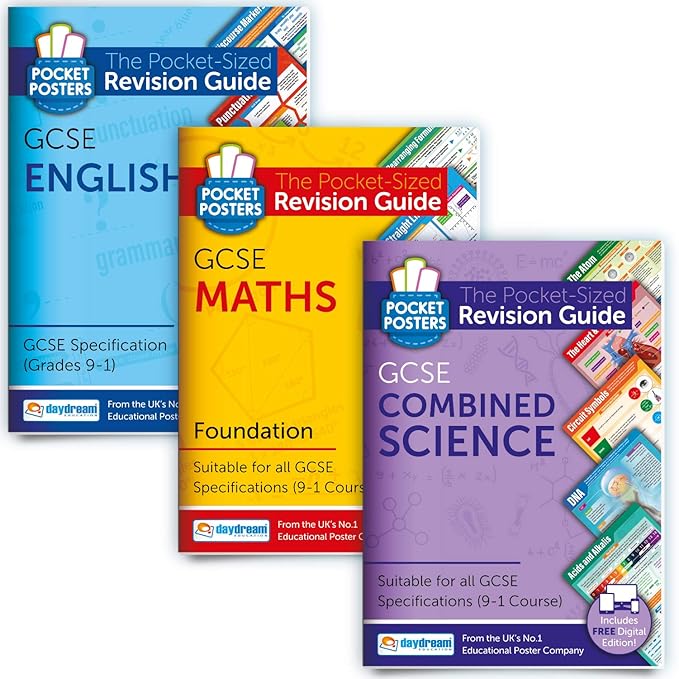 GCSE English, Maths (Foundation) & Science Study Pack | Pocket Posters ...