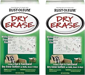 Rust-Oleum 241140-2PK Specialty Dry Erase Brush-On Paint Kit, White, 2 ...