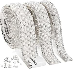Amazon.com: Pearl Stickers 3 Rolls Self Adhesive Pearl Rhinestone ...