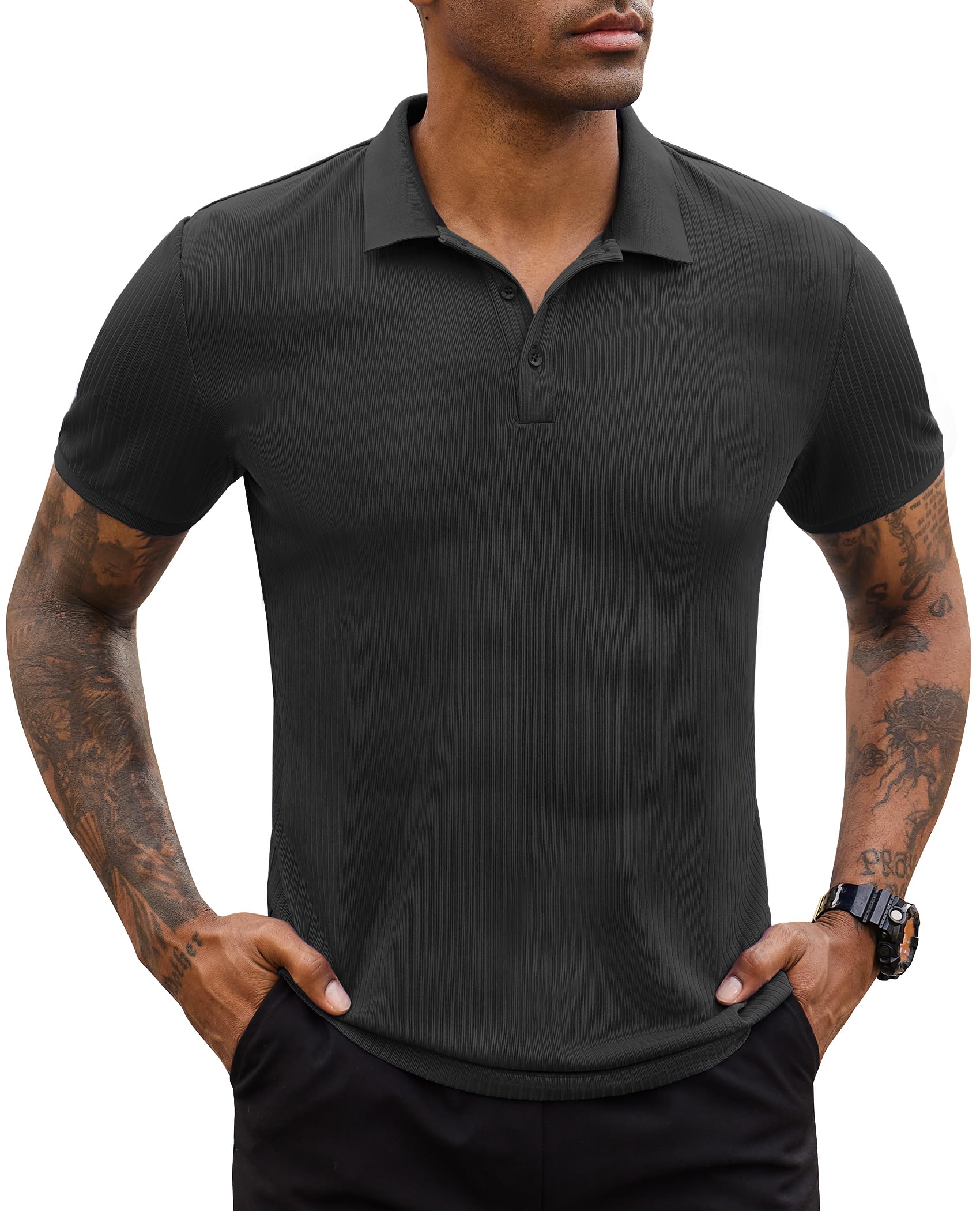 Lion Nardo Stretch Polo Shirts for Men Short Sleeve Golf Polo Slim Mens Polo Shirts Dry Fit Polo ...