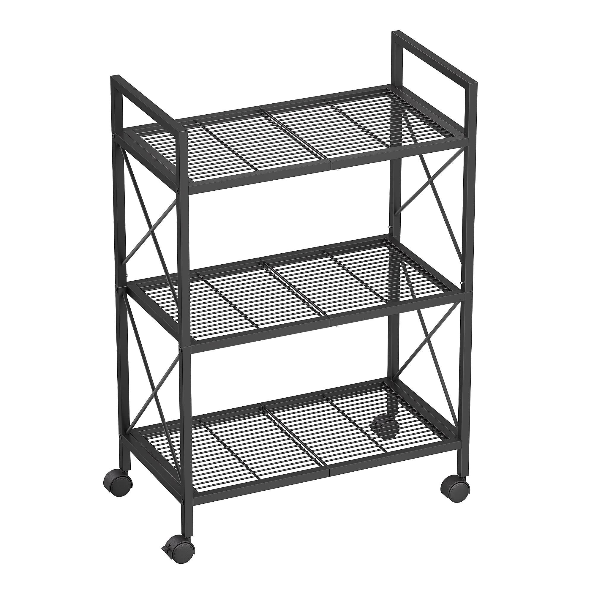 Mua SONGMICS 3-Tier Metal Storage Rack with Wheels, Mesh Shelving Unit ...