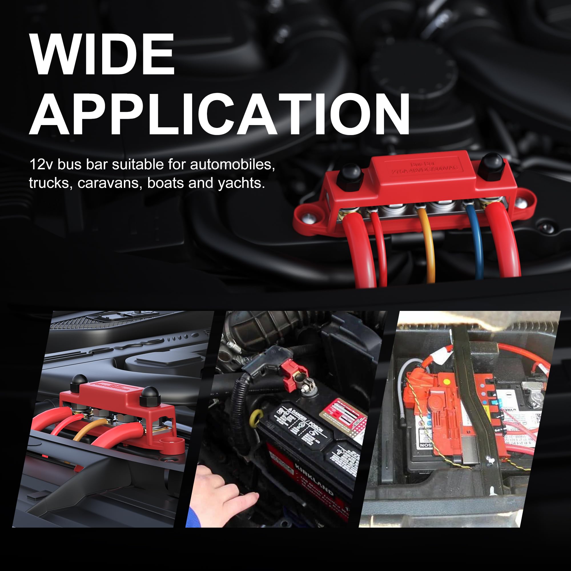 Mua Upgrade 275A 12V Bus Bar Battery Power Distribution Block Car Audio 12 Volt DC Busbar 4 x 3/ ...