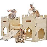 Amazon.com : Extra Large Wooden Rabbit Castle with courtyard - Wooden ...