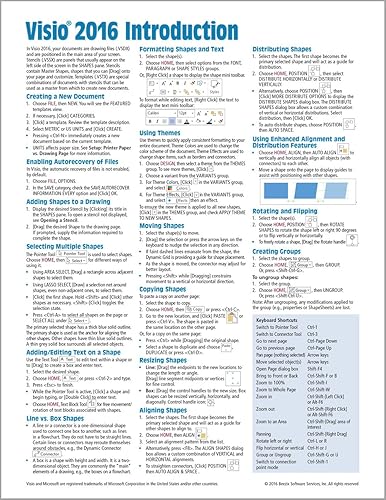 Microsoft Visio 2016 Introduction Quick Reference Guide - Windows Version (Cheat Sheet of ...