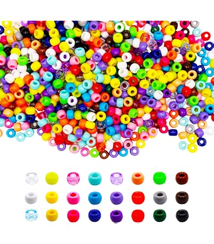 Multi-colored Beads 2000+ Pony Bead Bulk Set - 10 Color Mix Of 6x9mm ...