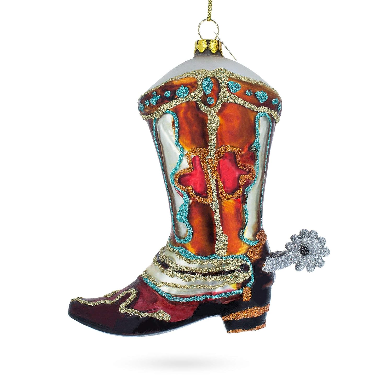Amazon.com: BestPysanky Cowboy Boot Blown Glass Christmas Ornament ...