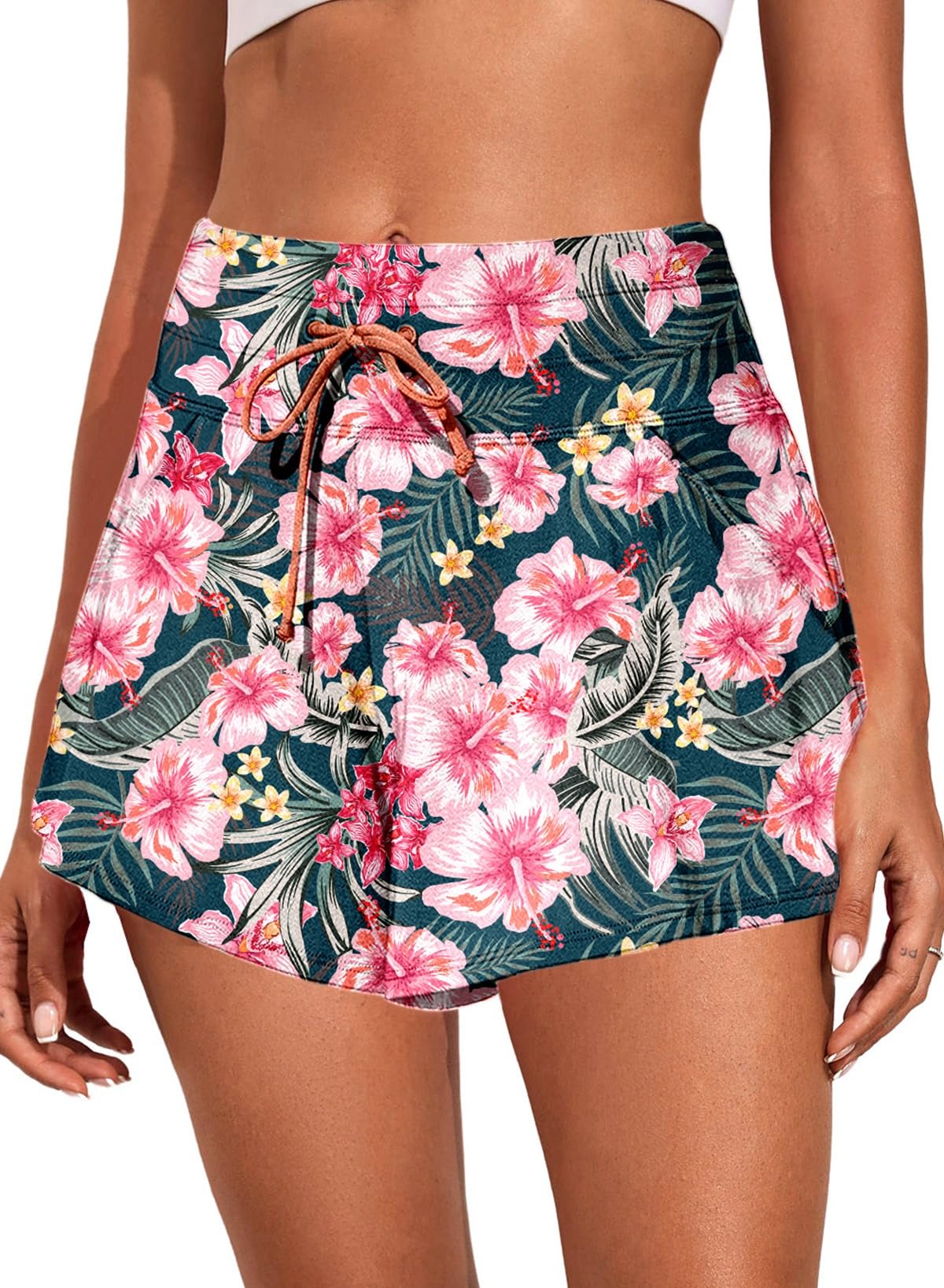 Aleumdr Womens Swim Short High Waisted Board Short Tummy Control Beach ...