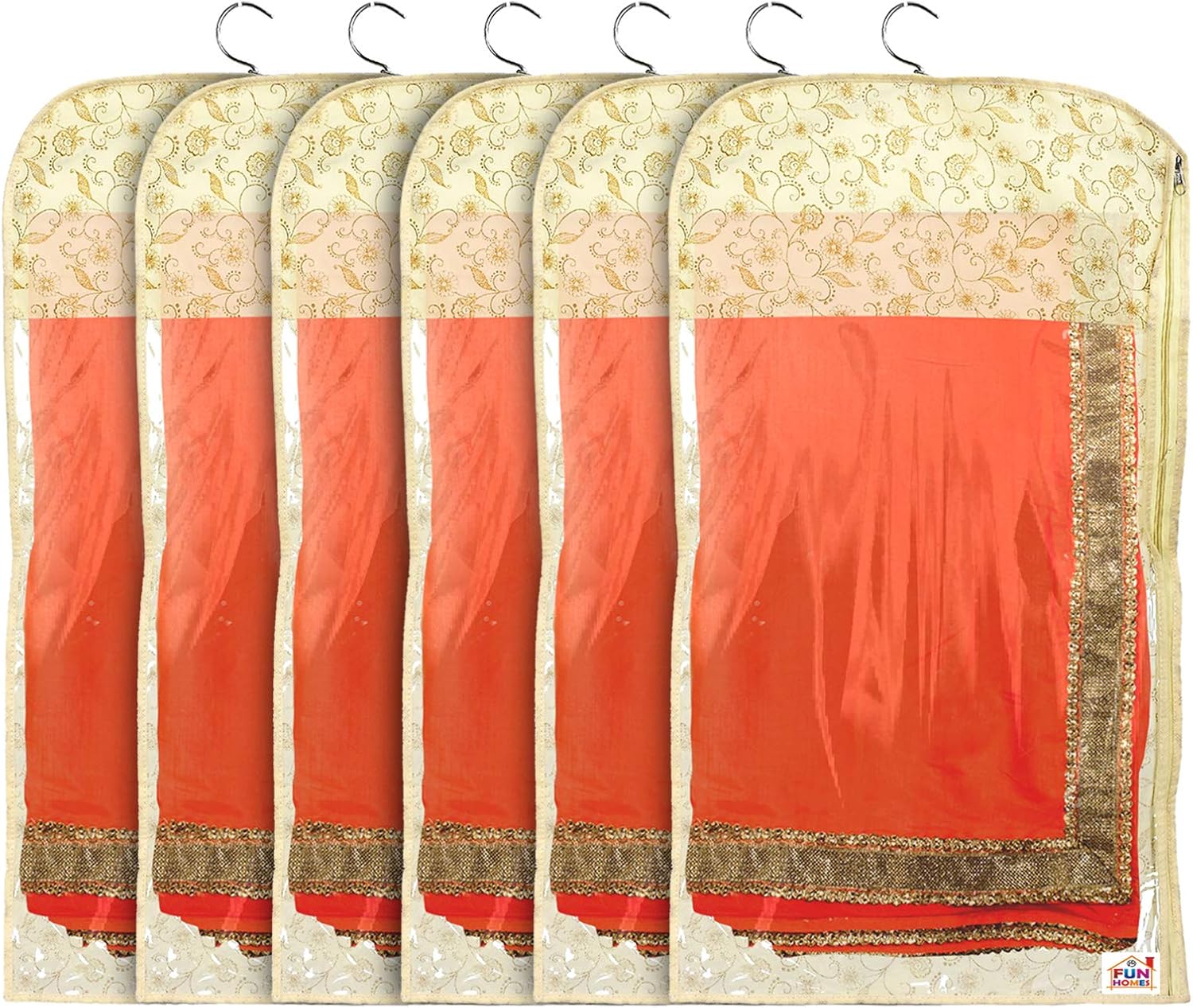 Fun Homes Metalic Print Non-woven Hanging Saree Cover Wardrobe ...