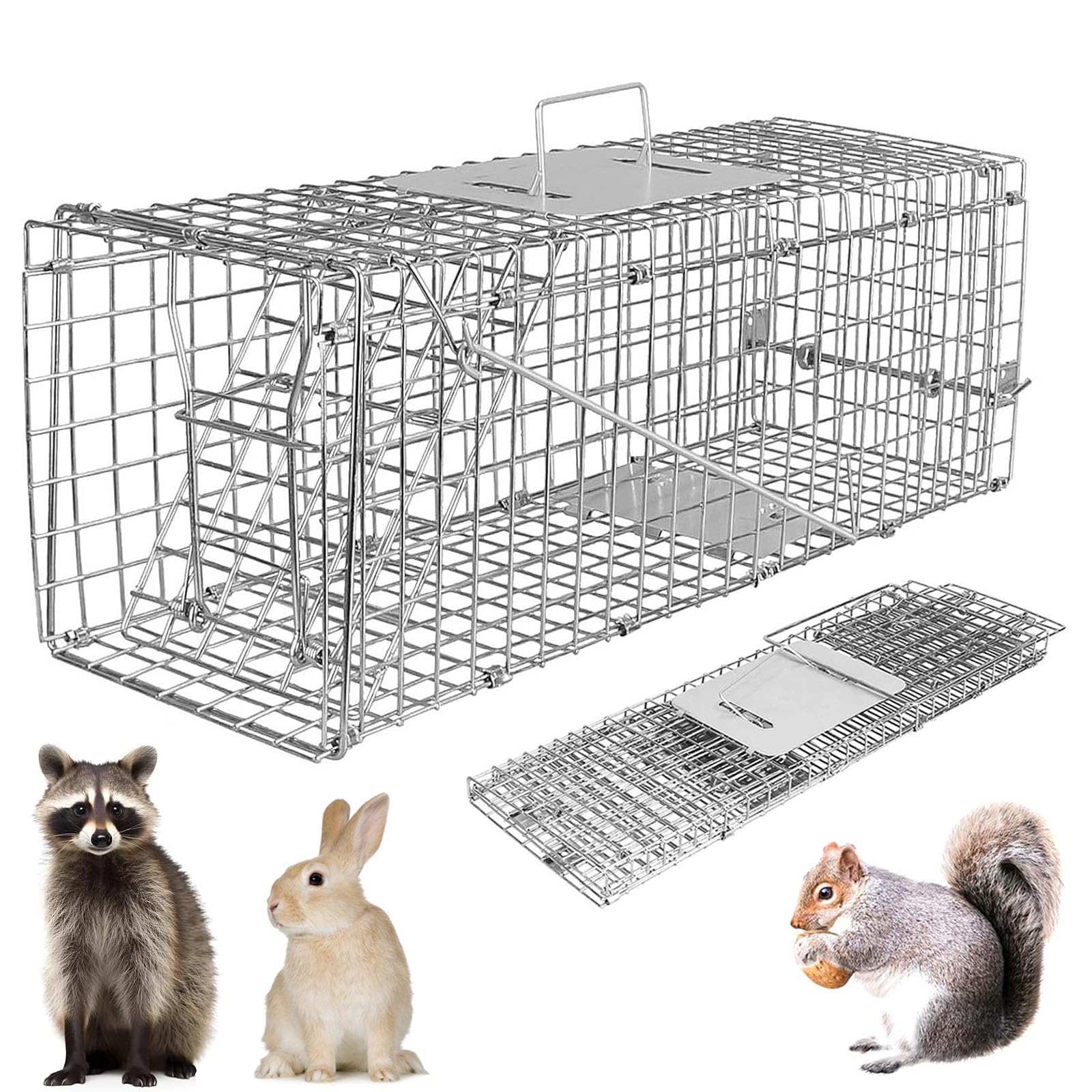 Live Animal Trap Cage, Heavy Duty Folding Humane Catch Release Rodent ...