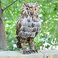 Amazon.com: Realistic Feathered Owl Figurine Lifelike Bird Replica ...