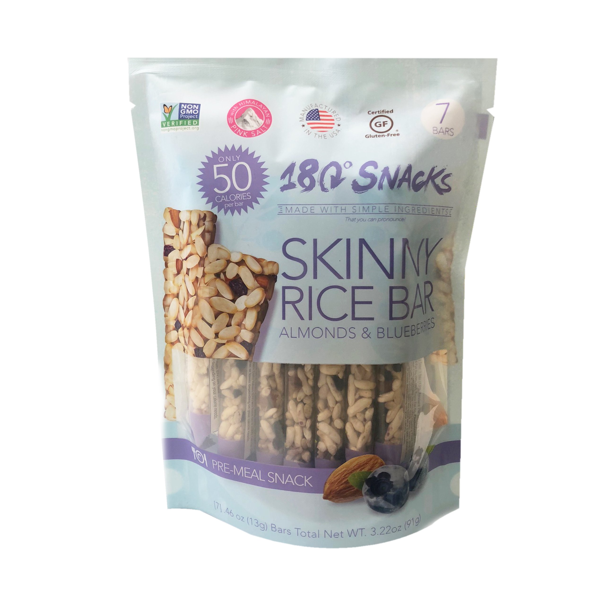 180 Snacks Pre-Meal Snack Skinny Rice Bar with Himalayan Salt 1 Pack, 3 ...