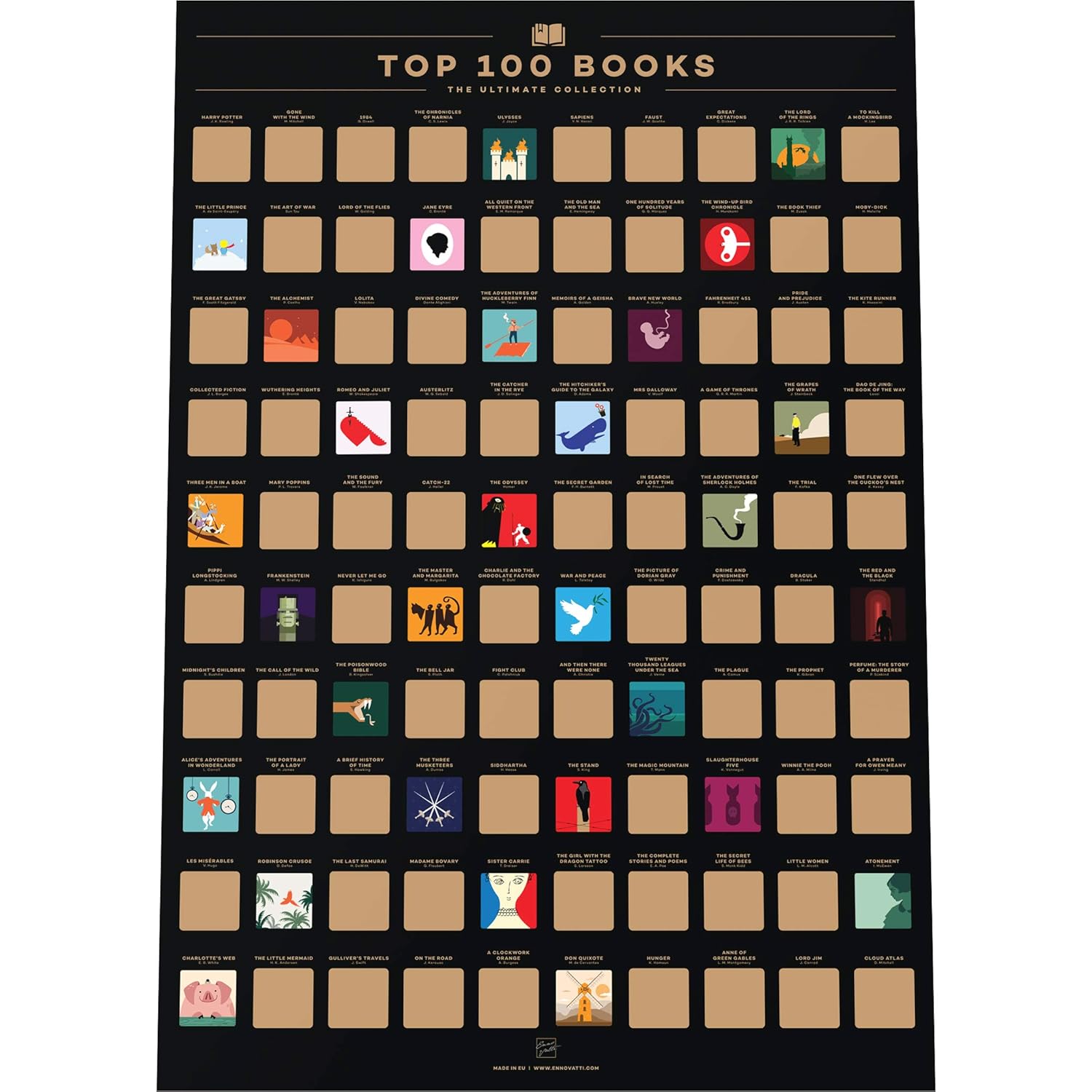 Enno Vatti 100 Books Scratch Off Bucket List Poster P ster Rascable enno-vatti-100-books-scratch-off-bucket-list-poster-p-ster-rascable