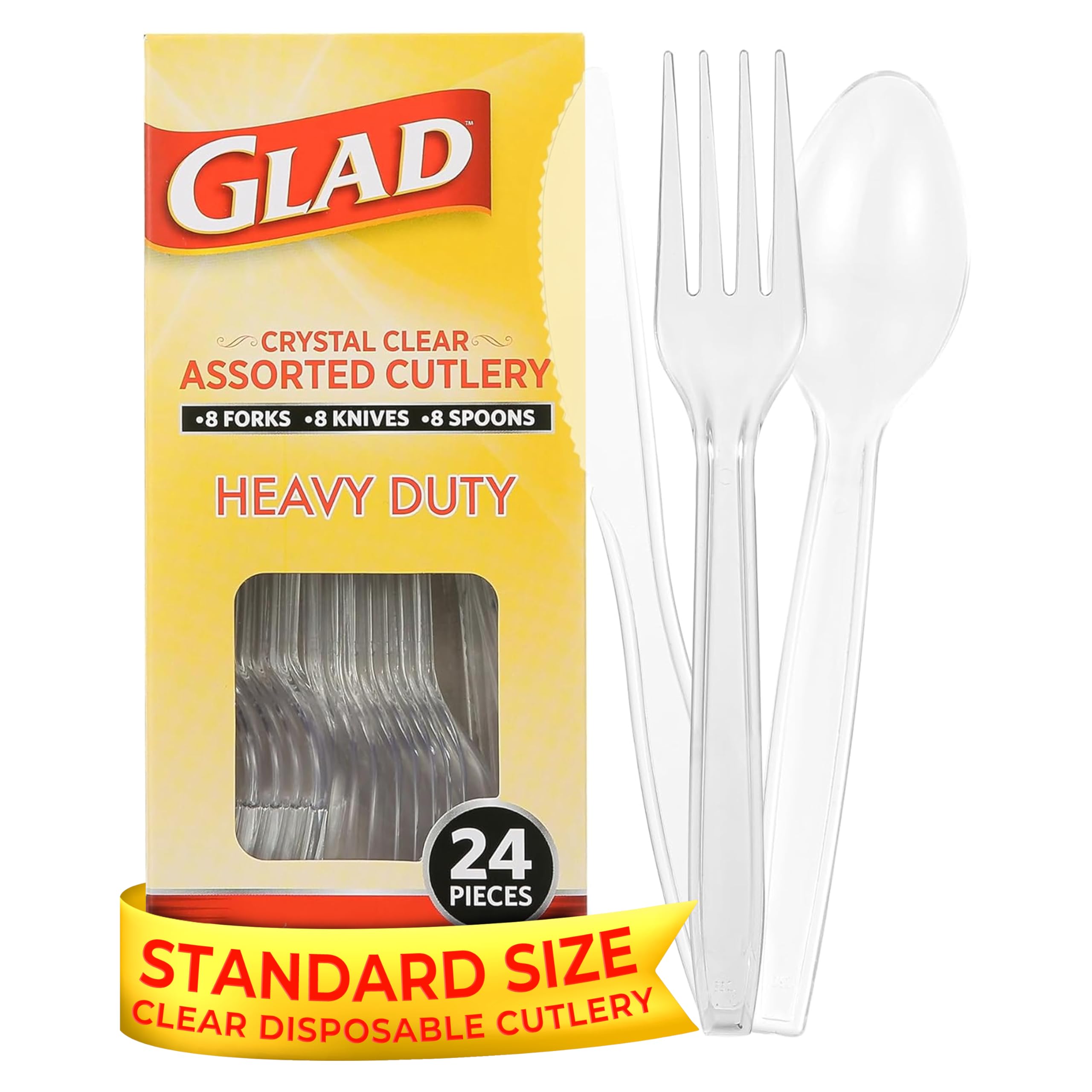 Glad Crystal Clear Assorted Plastic Cutlery - 24 Count Fork Knife and ...