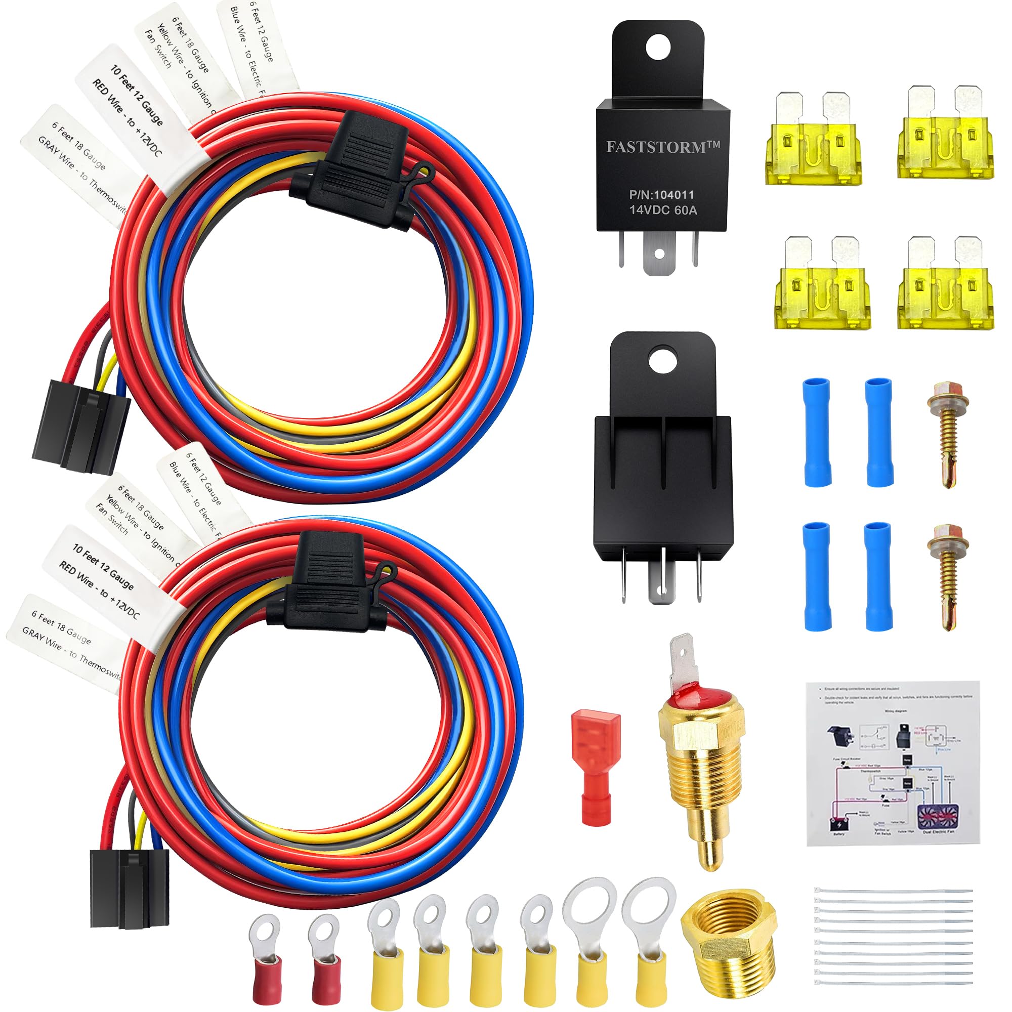 FASTSTORM Dual Electric Fan Relay Kit Electric Radiator Fan Kit ...